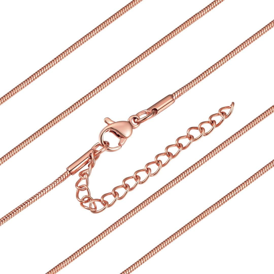ChainsHouse 1.0mm Thin Rose Gold Plated Snake Chain Necklaces for Women ...