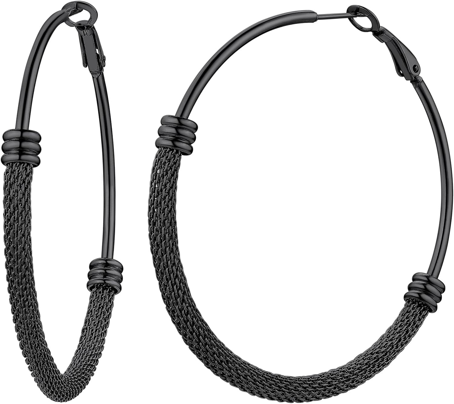 ChainsHouse Thick Half Mesh Hoop Earrings for Women Hypoallergenic ...