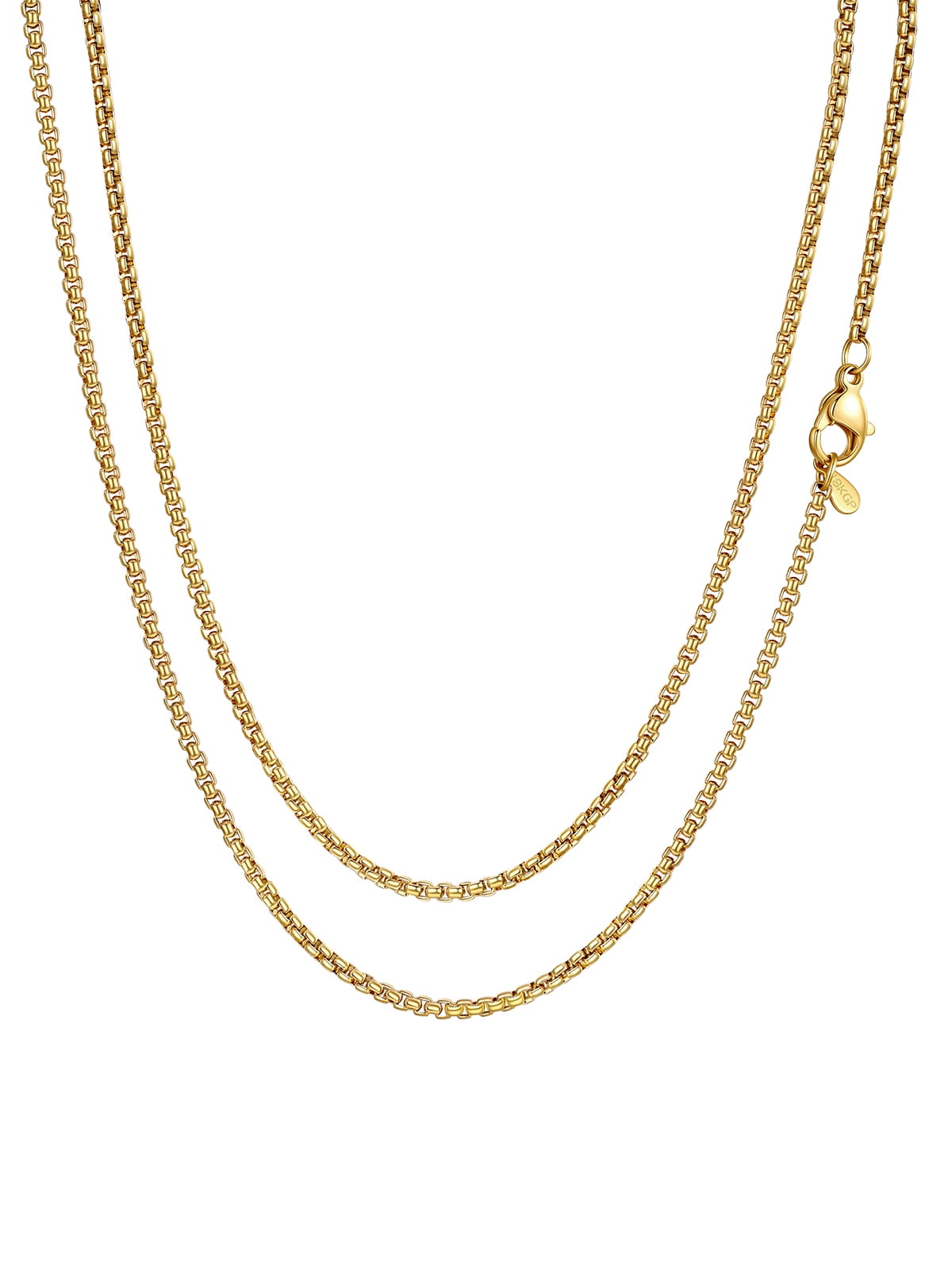 ChainsProMax 2mm Men Necklace Box Chain 14K Gold Plated Stainless Steel ...