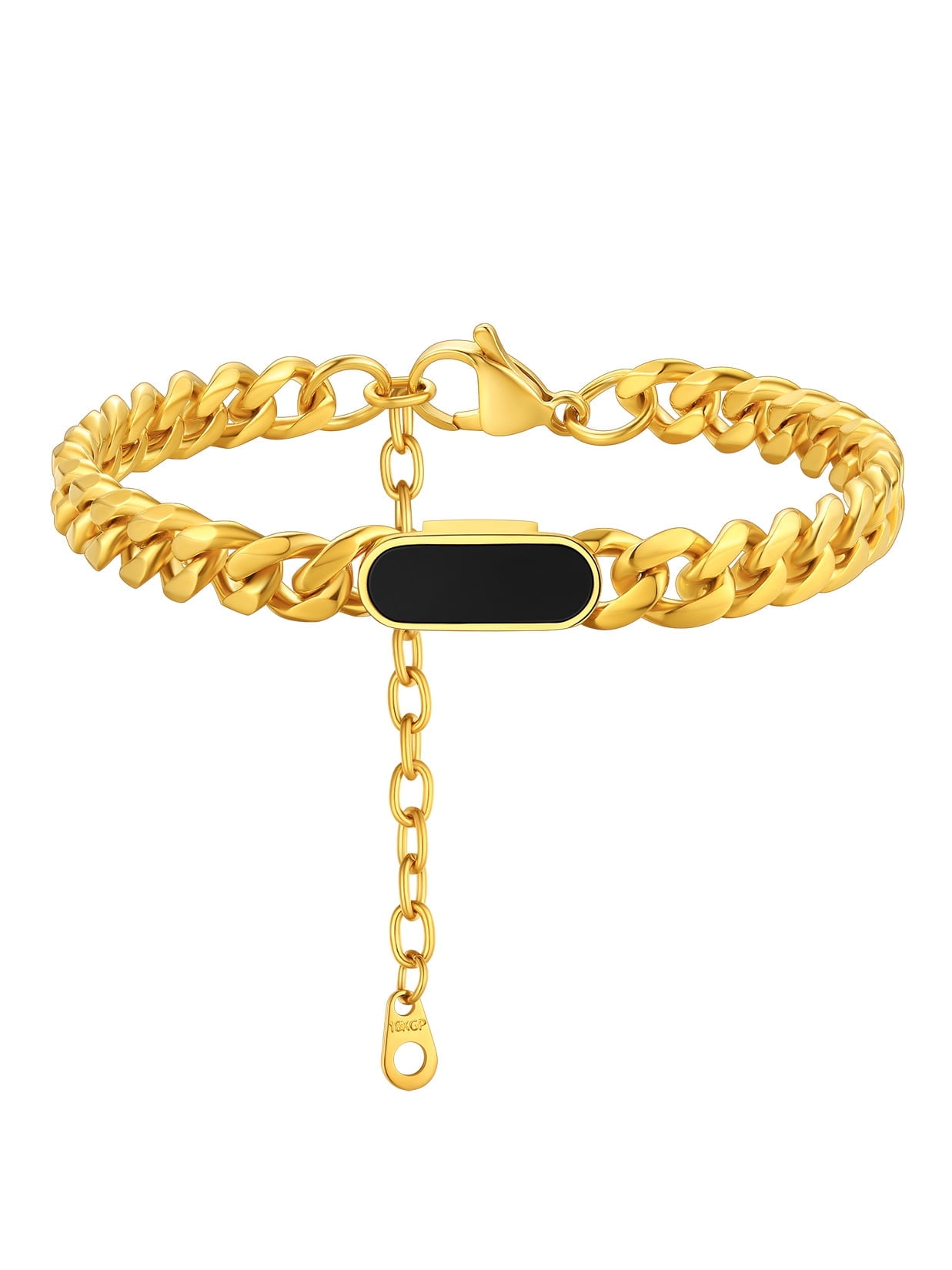 ChainsProMax 7mm Stainless Steel Black Onyx Cuban Link Chain Bracelet ...