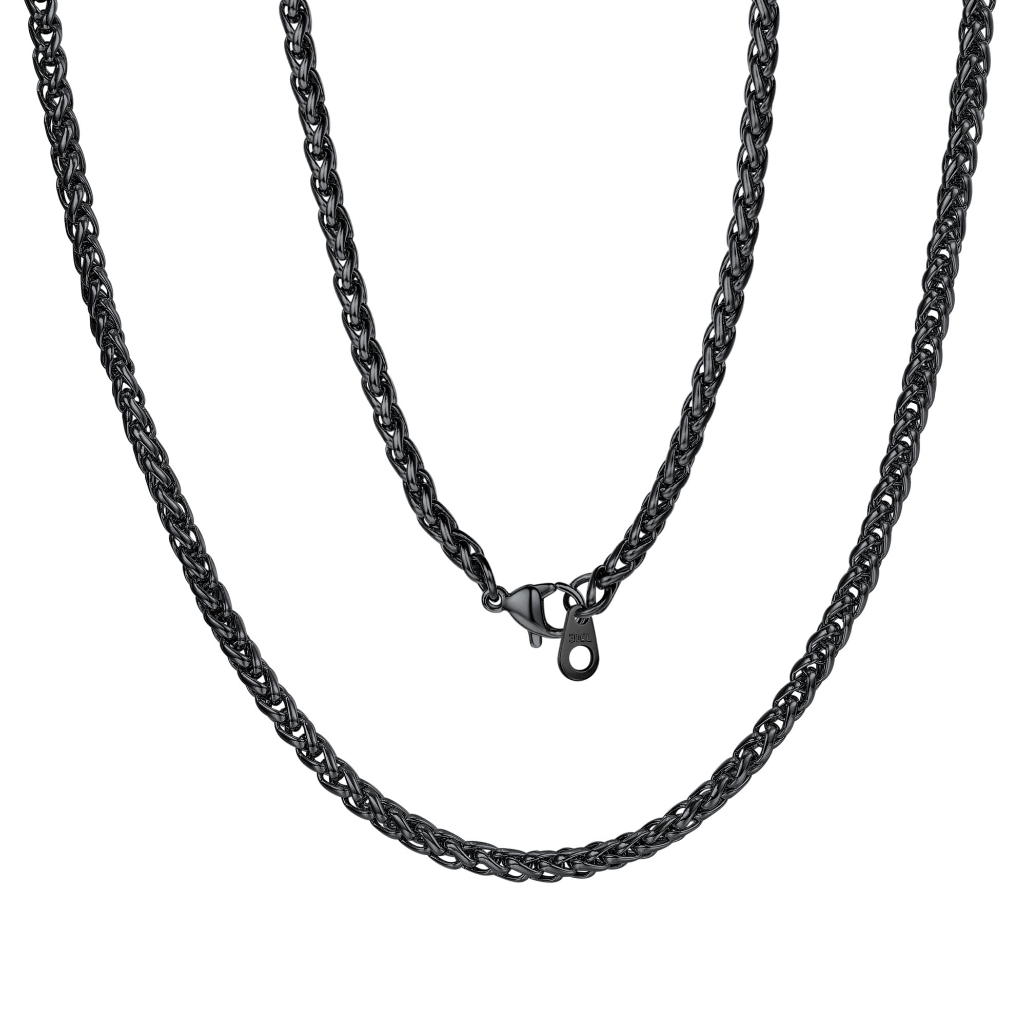 ChainsProMax Black Chains for Men 3mm 30 inch Black Male Necklaces Gift ...