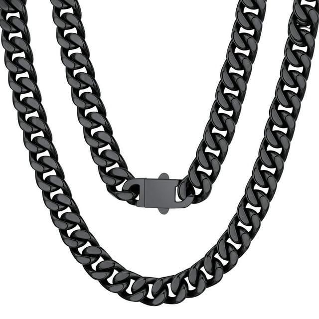 ChainsProMax Black Cuban Link Chain 20inch Mens Jewelry Neck Chains for ...
