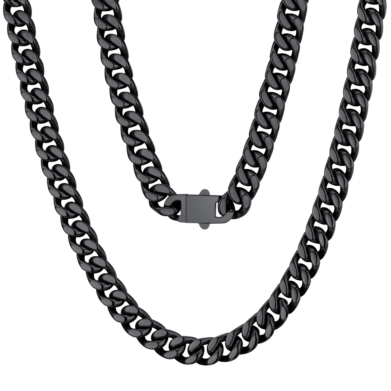 ChainsProMax Black Men's Thick Necklace Chain 24inch Long Chain Cuban ...