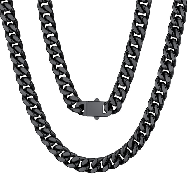ChainsProMax Black Necklace Chain for Men 22inch Cuban Link Chain Male ...