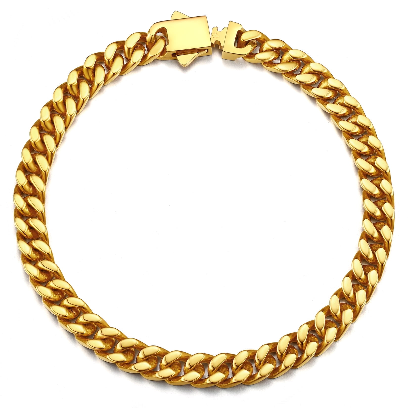 ChainsProMax Cuban Link Bracelet 5mm Wide 8.3inch Gold Plated Bracelets ...