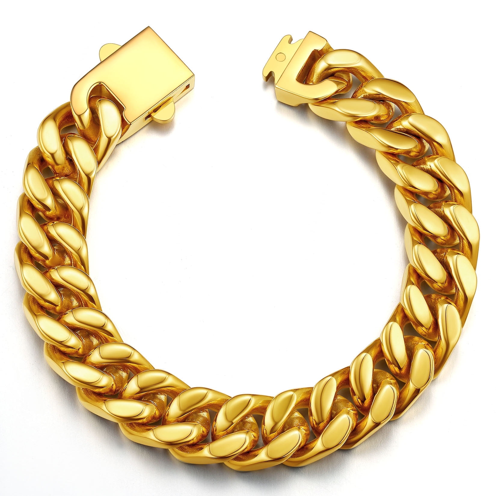 ChainsProMax Cuban Link Chain Bracelet 12mm Wide 9inch Gold Chunky ...