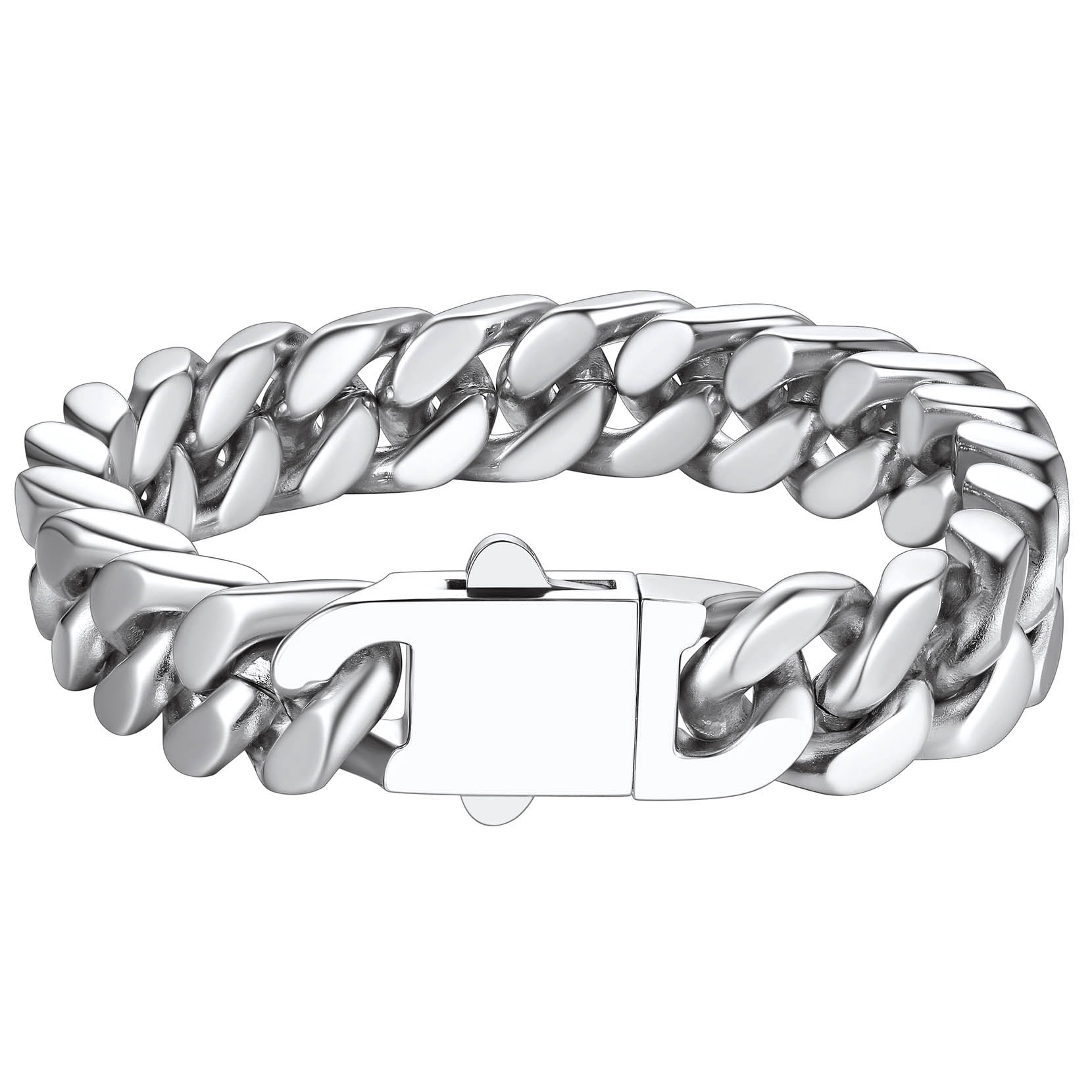 ChainsProMax Curb Chain Bracelet for Men Stainless Steel Chunky Thick ...