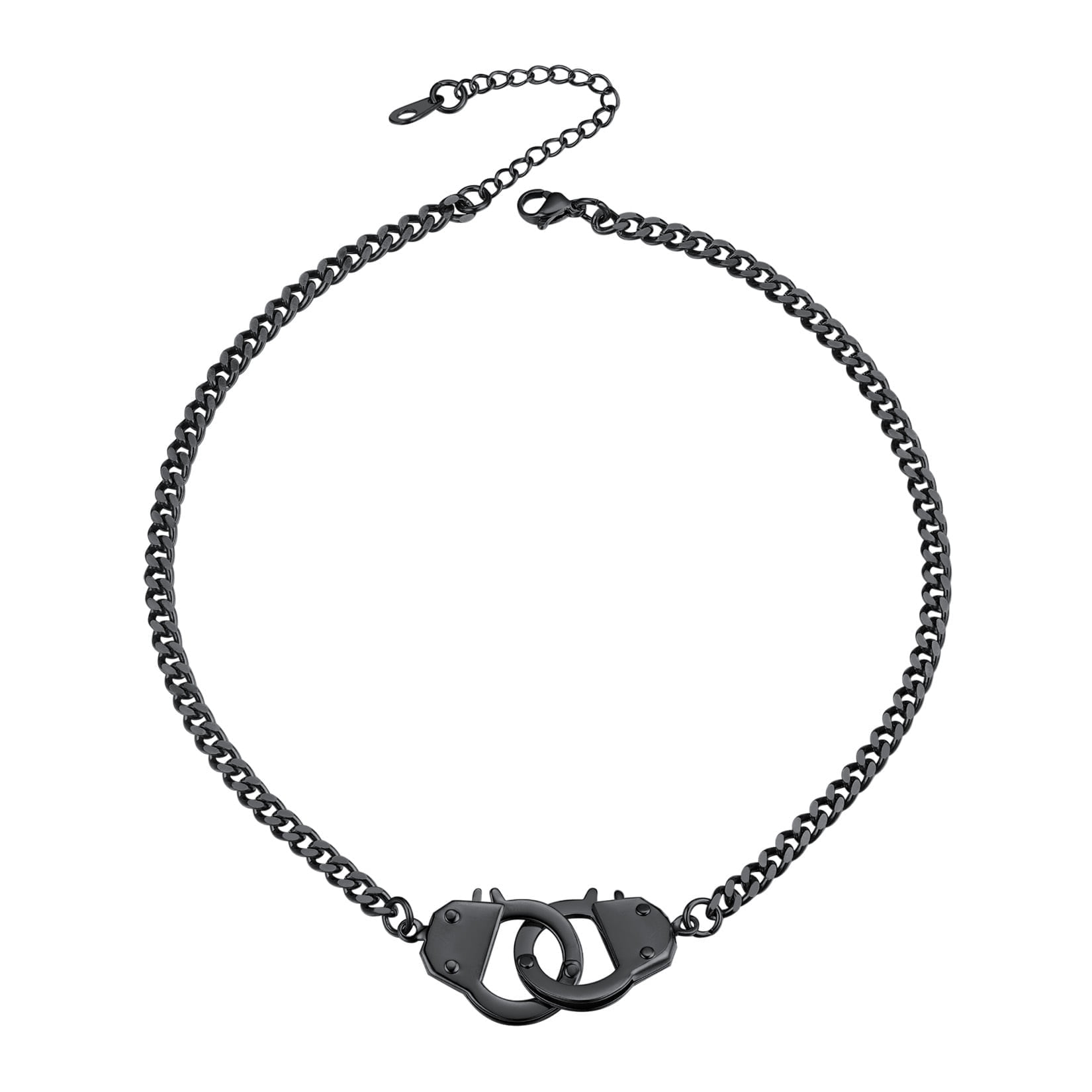 ChainsProMax Men Stainless Steel Necklace Goth Punk Handcuff Statement Cuban Link Chain 14 ...