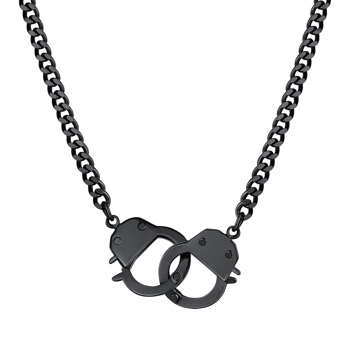 ChainsProMax Goth Punk Necklace Handcuff Stainless Steel Black ...