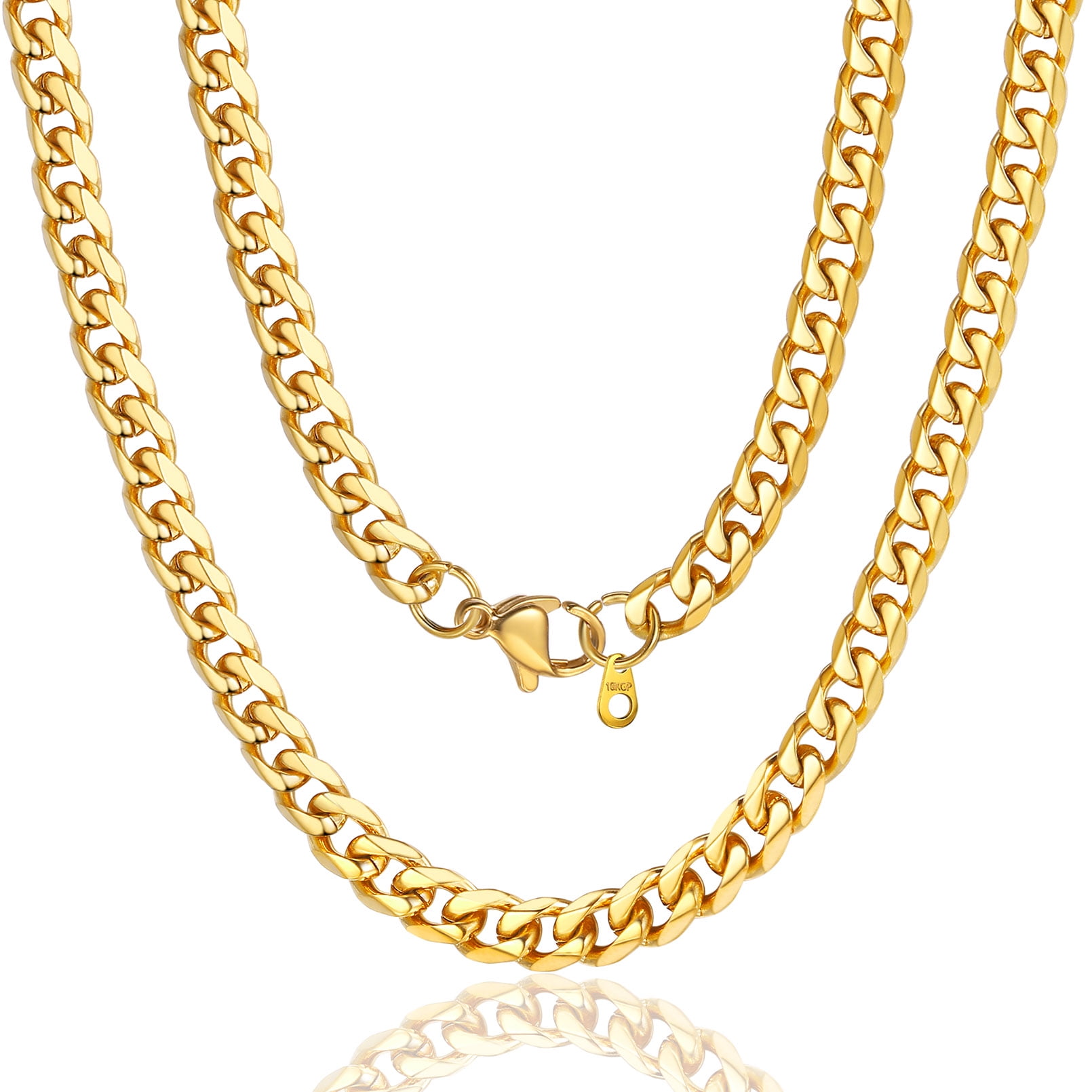 ChainsProMax Hiphop Curb Cuban Link Chain Stainless Steel Gold Plated ...