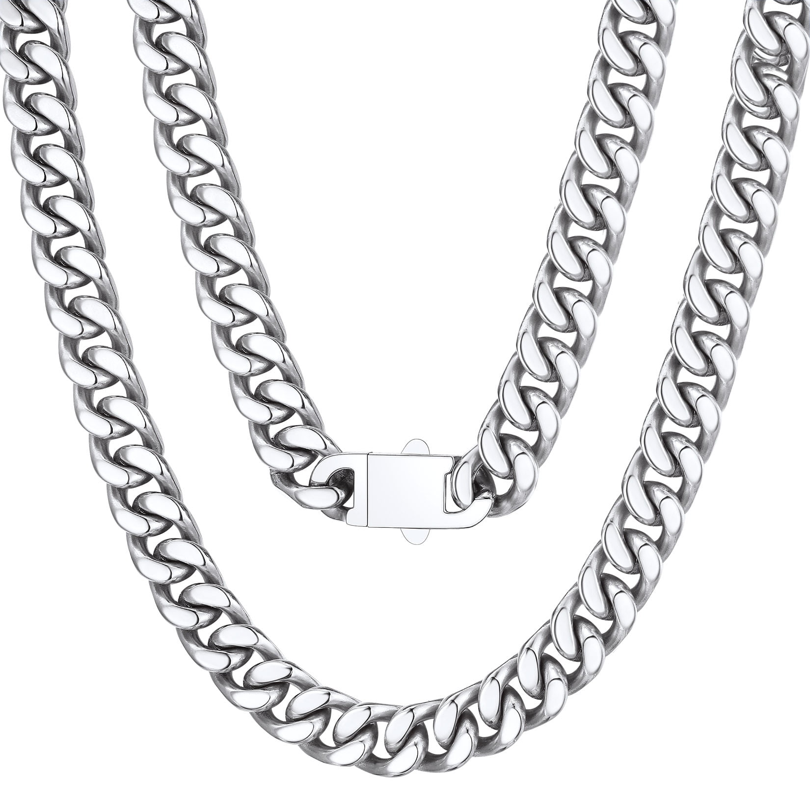 ChainsProMax Men 12mm Chain 20inch Stainless Steel Necklaces Cuban Link ...