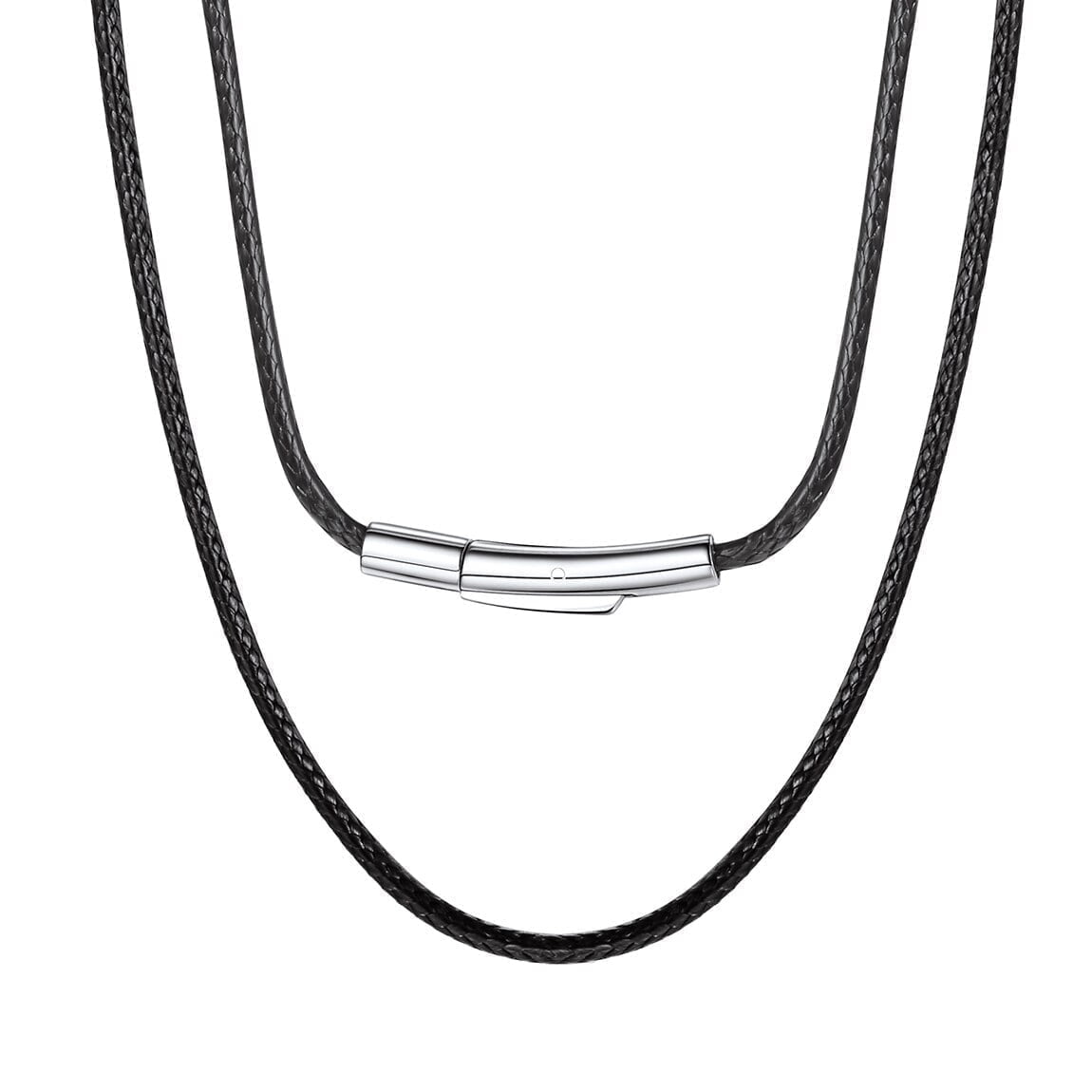 ChainsProMax Leather Necklace Cord, 2mm Black Rope Chain with Stainless ...