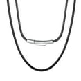 ChainsProMax Leather Necklace Cord, 2mm Black Rope Chain with Stainless ...