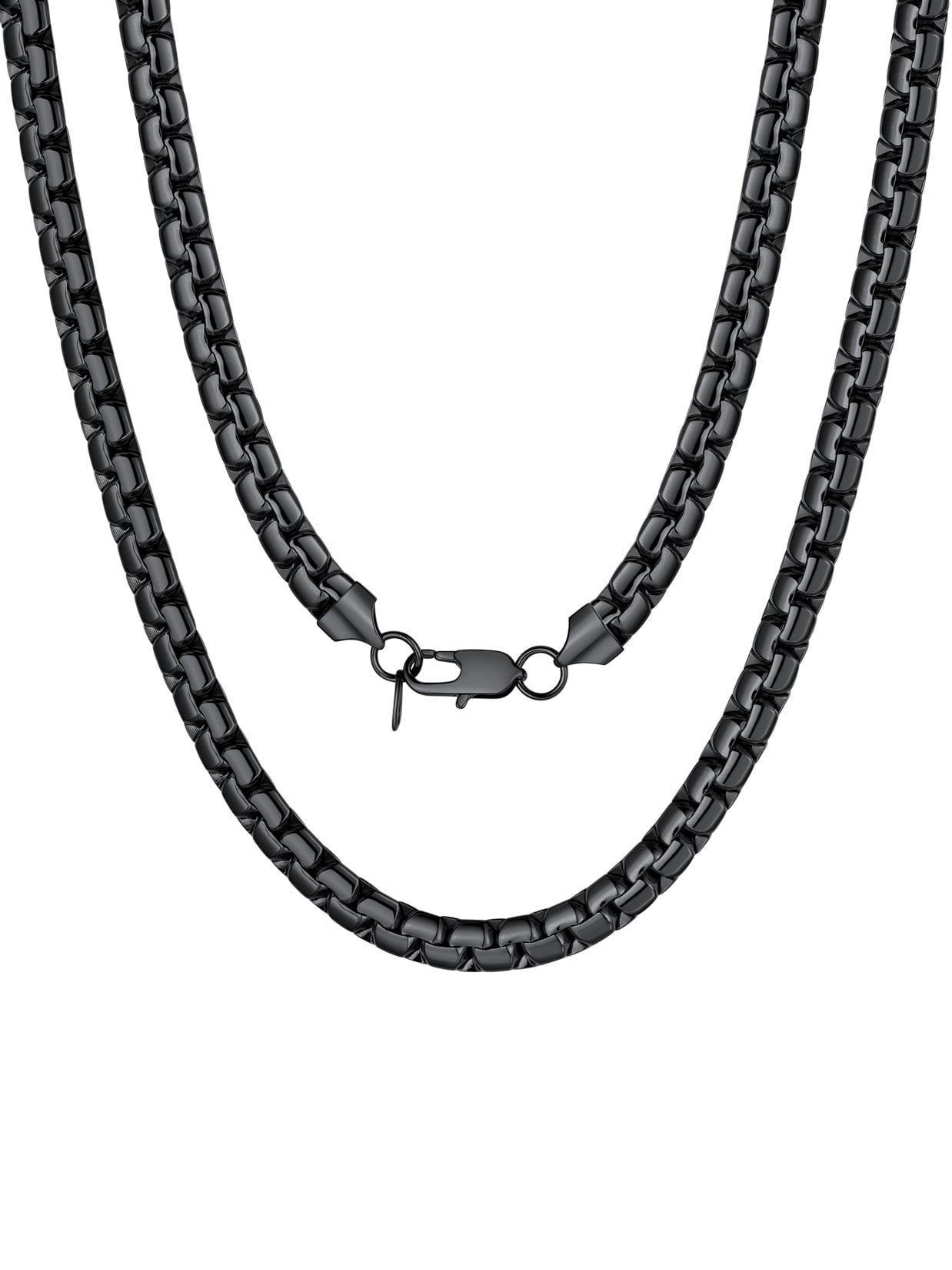 ChainsProMax Men Black Flat Box Chain Male Necklace 30inch 8mm Hip Hop ...