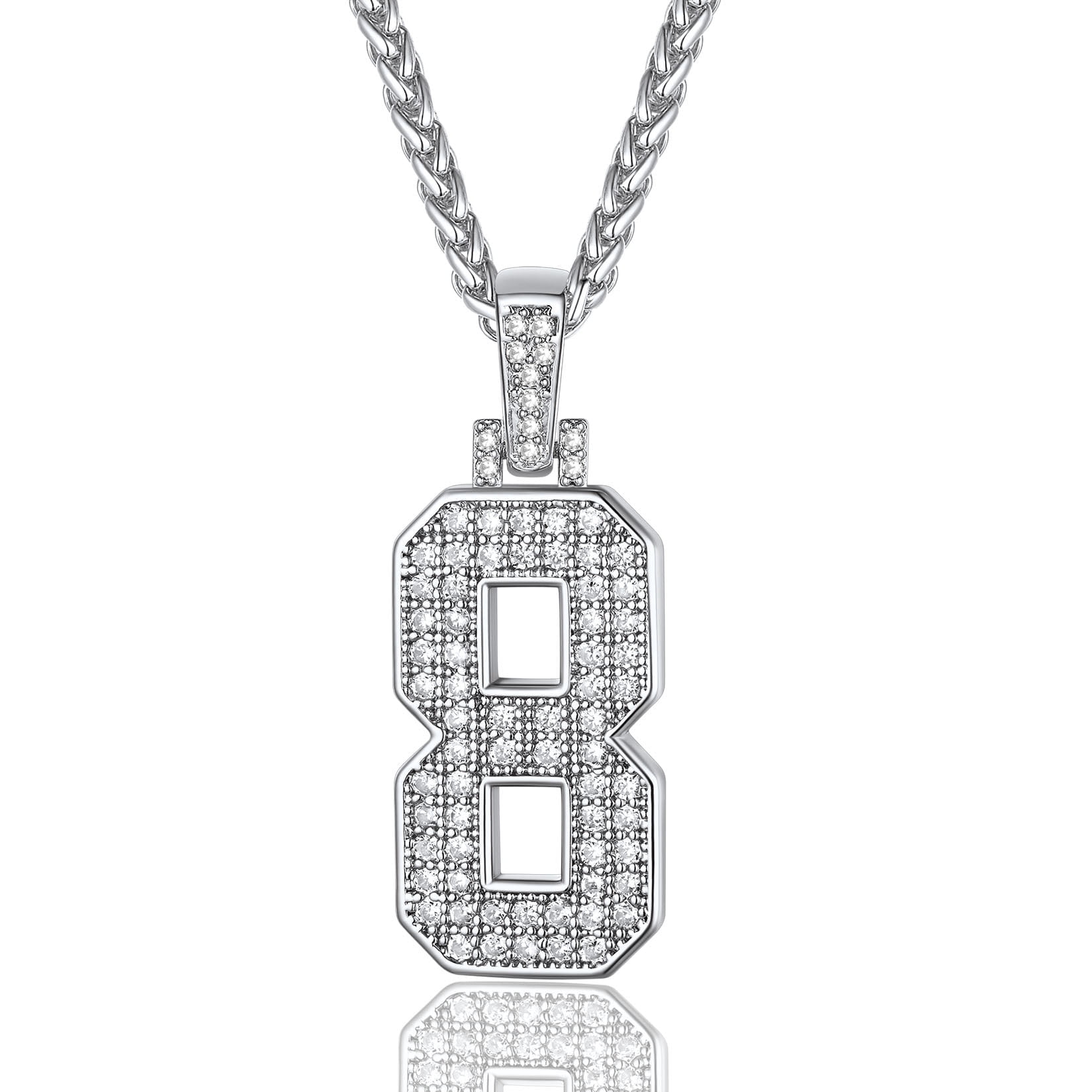 ChainsProMax Men Cubic Zirconia 0-9 Number Pendant, Lucky Jewelry ...