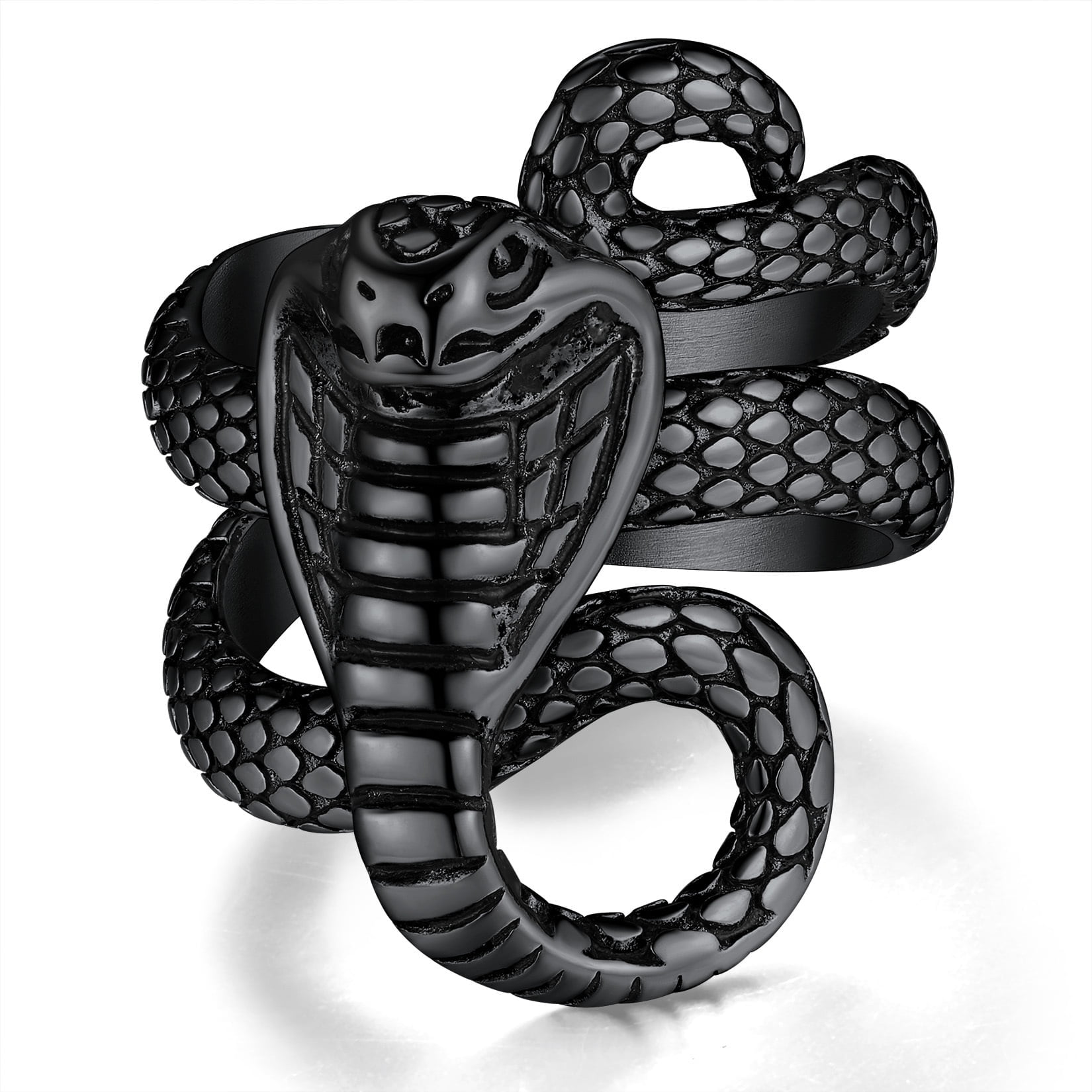 ChainsProMax Men Rings Snake Black Size 12 Stainless Steel Statement ...