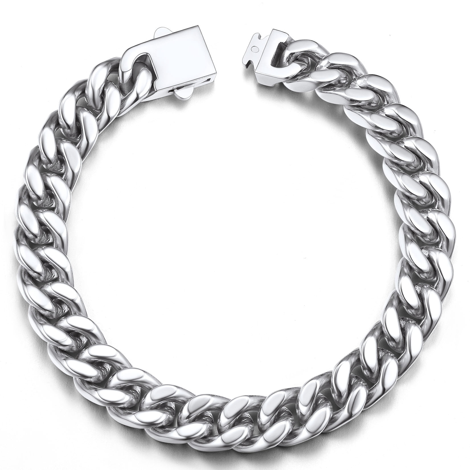 ChainsProMax Mens Bracelet Stainless Steel Cuban Link Bracelet 9mm Wide ...