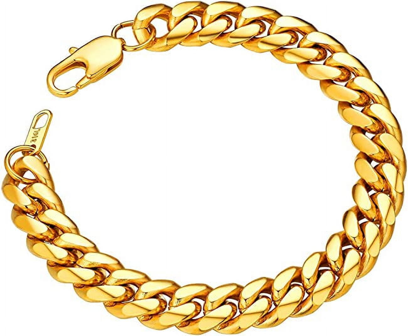ChainsProMax Mens Chain Bracelet 18K Gold Plated Curb Chain Bracelet ...