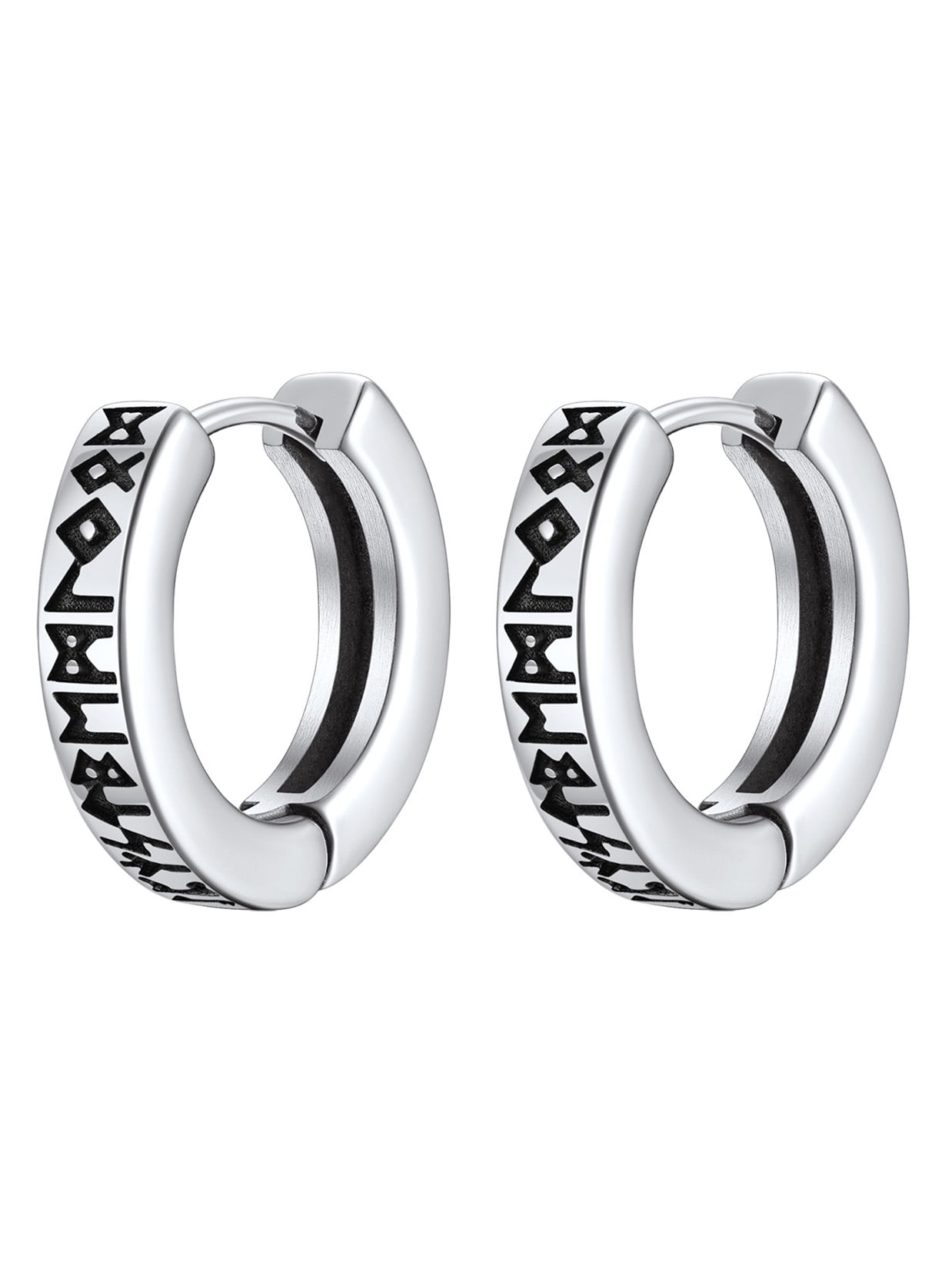 ChainsProMax Norse Viking Runes Hoop Earrings for Men Stainless Steel ...