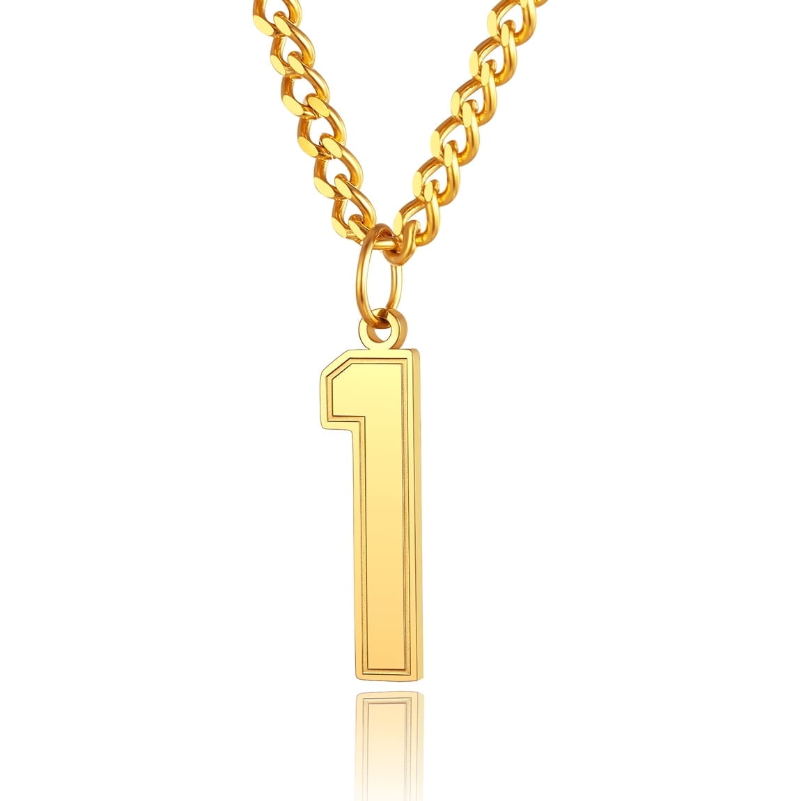 ChainsProMax Number 1 Necklace for Men Women 18K Gold Plated Pendant ...