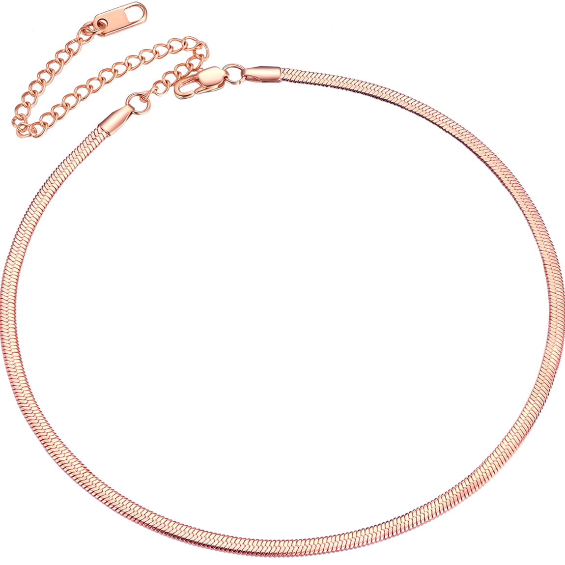 ChainsProMax Rose Gold Snake Choker Necklace Women 15 inch+9cm Chic ...