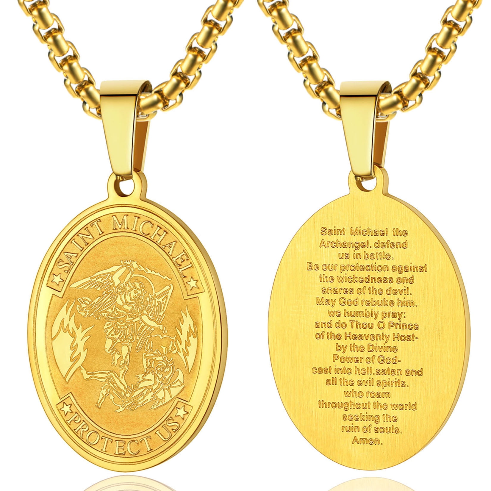ChainsProMax Saint Michael Necklace for Men with Full Prayer ...