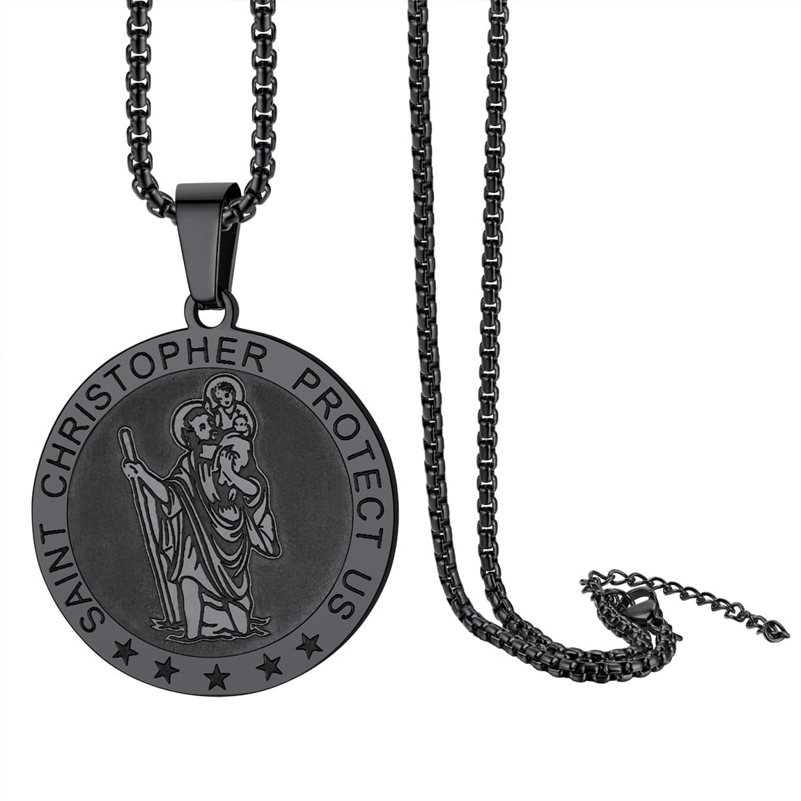 ChainsProMax St. Christopher Medal Necklace for Men, with Chain-22+2 ...