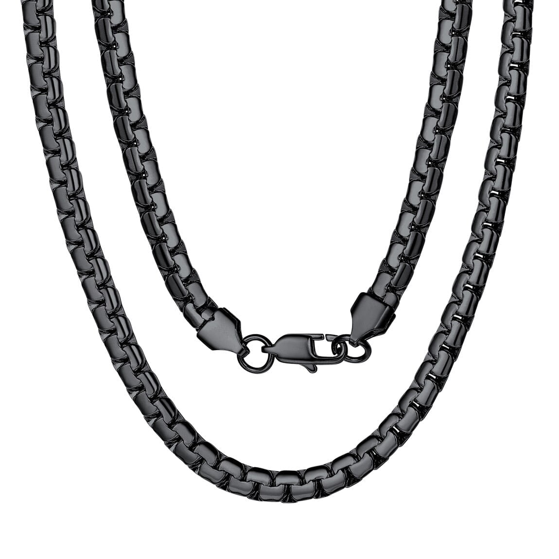 ChainsProMax Stainless Steel Black Plated Box Chain Mens Necklace 6mm ...