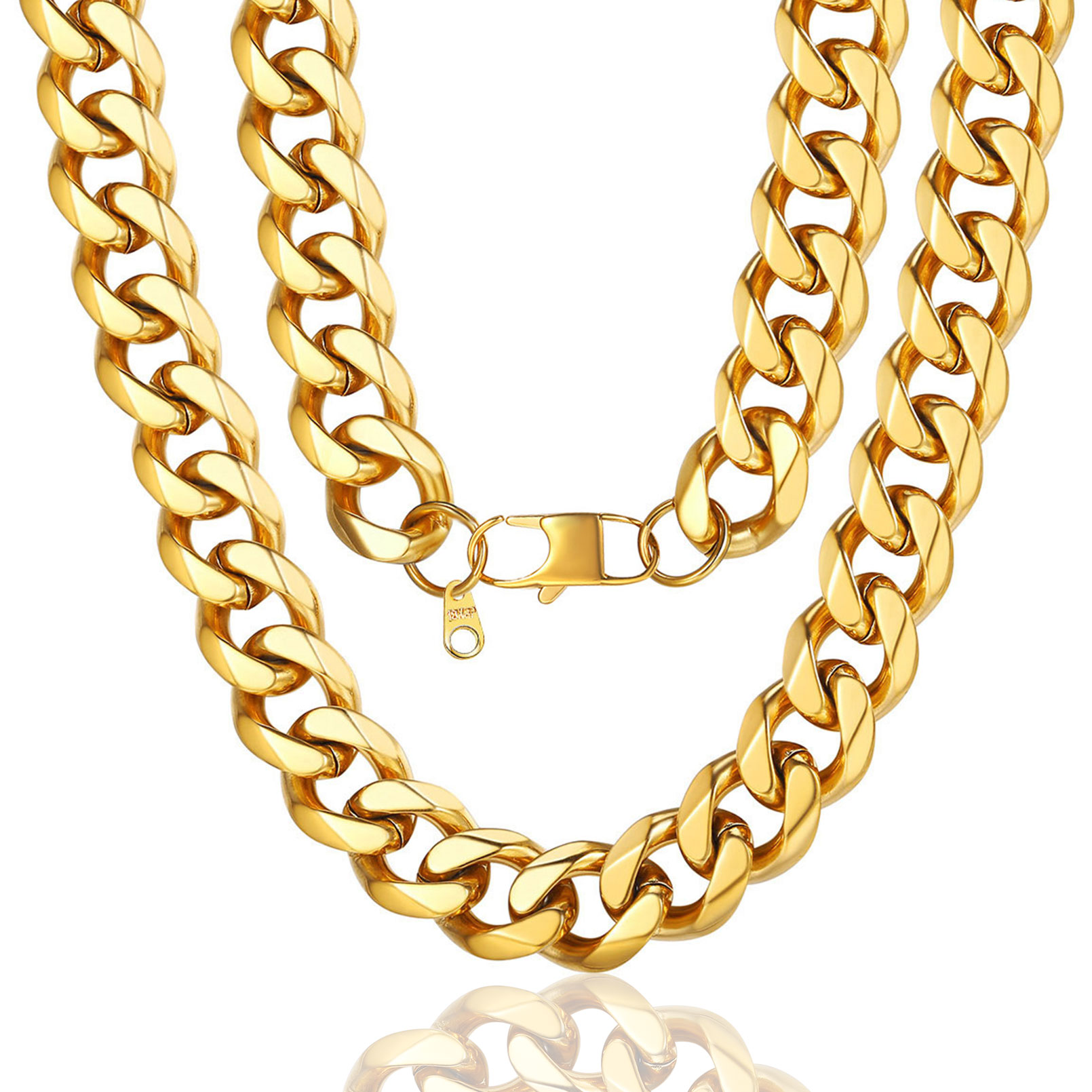 ChainsProMax Stainless Steel Cuban Link Chain for Men 12mm 18 inch ...
