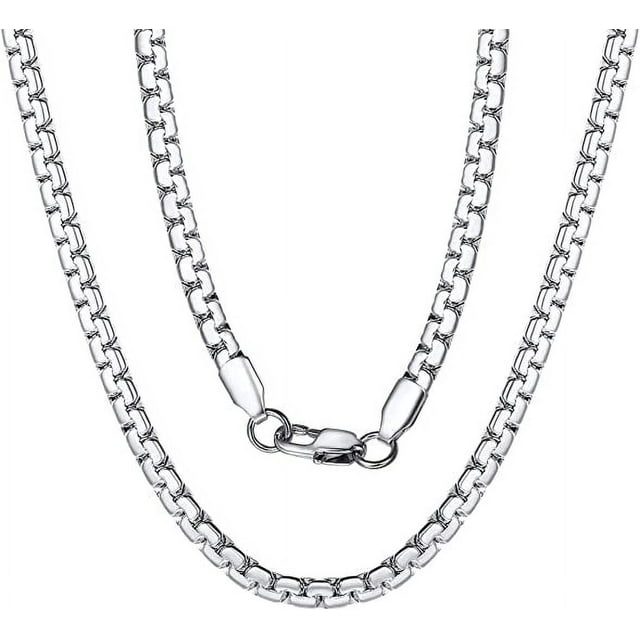 ChainsProMax Stainless Steel Flat Box Chain Male Necklace 18inch 4mm ...