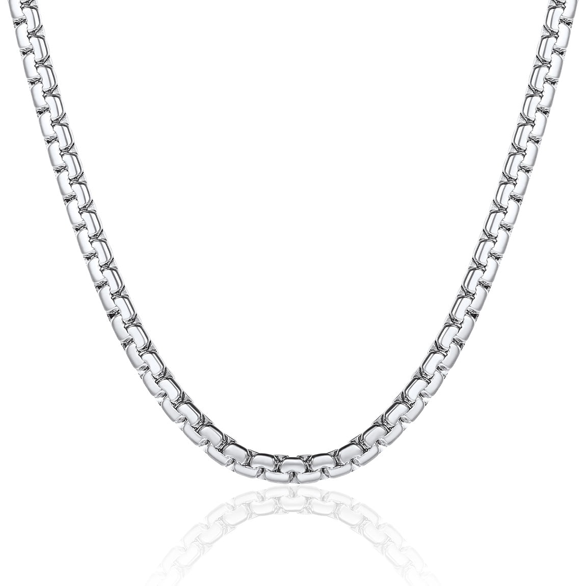 ChainsProMax Stainless Steel Flat Box Chain Male Necklace 22inch 4mm ...