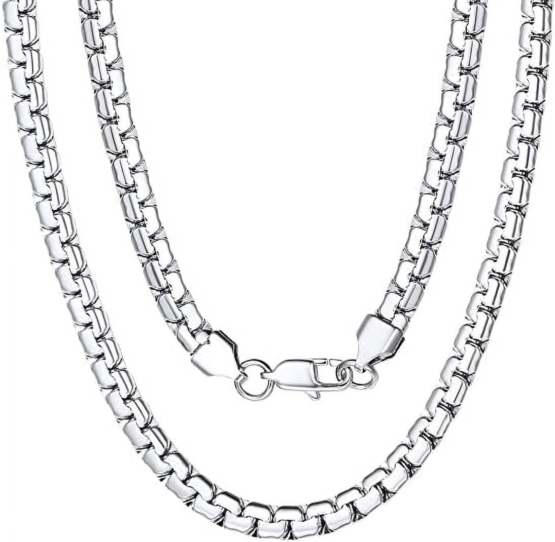 ChainsProMax Stainless Steel Flat Box Chain Male Necklace 22inch 6mm ...