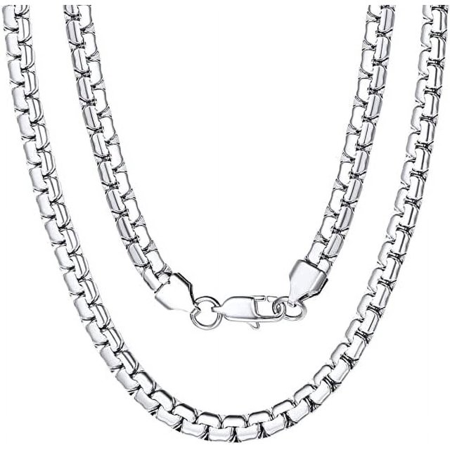 ChainsProMax Stainless Steel Flat Box Chain Male Necklace 22inch 6mm ...