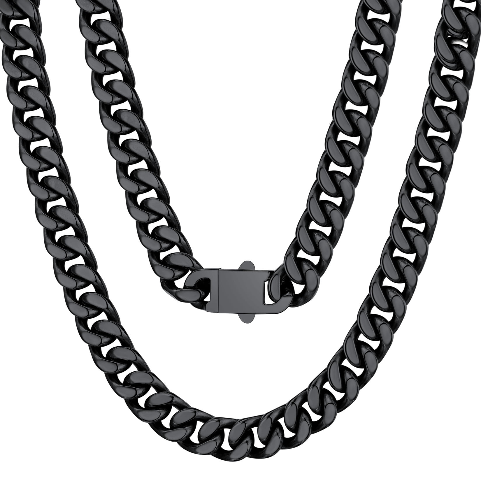 ChainsProMax Thick Chain Choker Black 18inch Black Steel Chain Mens ...