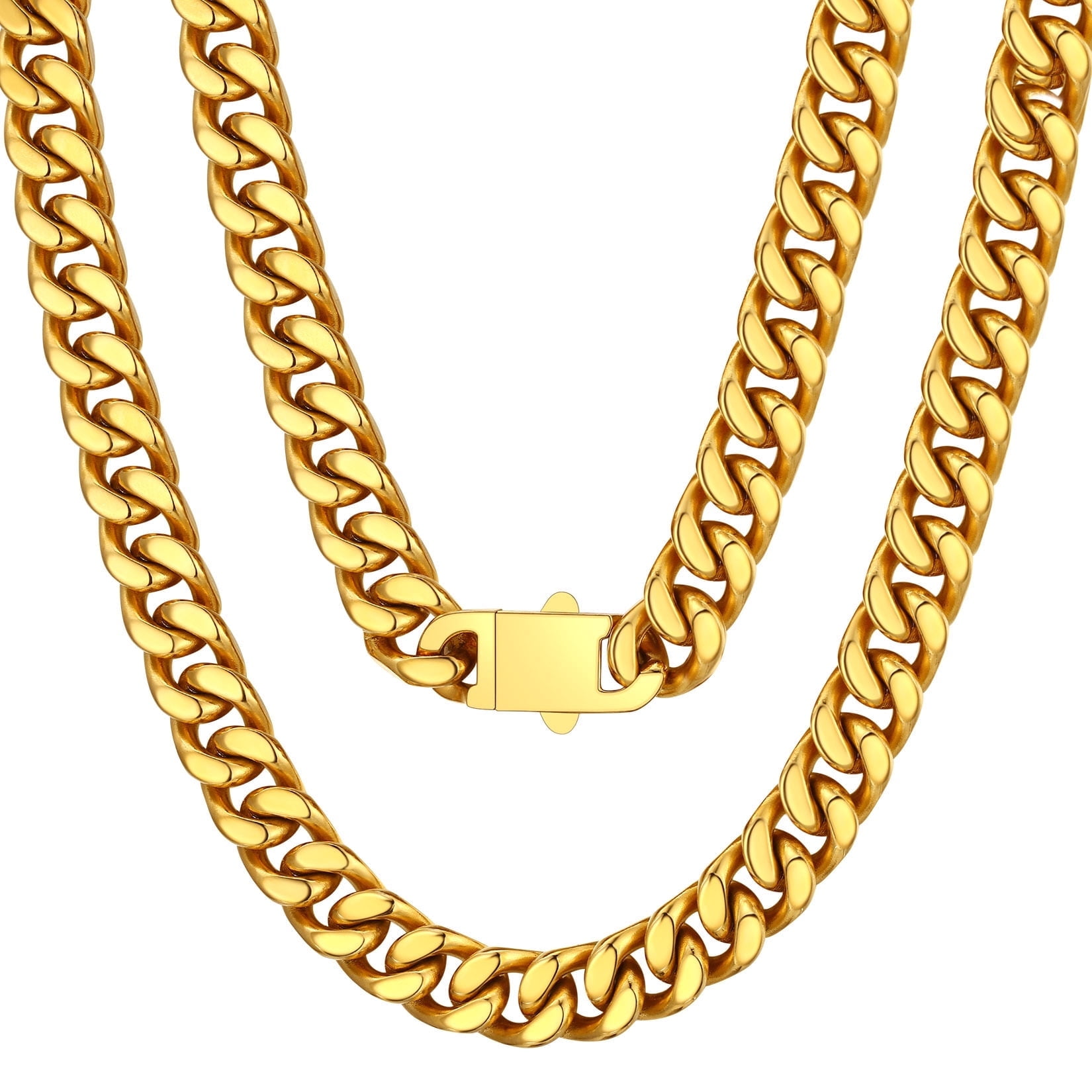 ChainsProMax Thick Link Chain for Men 22inch Gold Plated Chunky ...