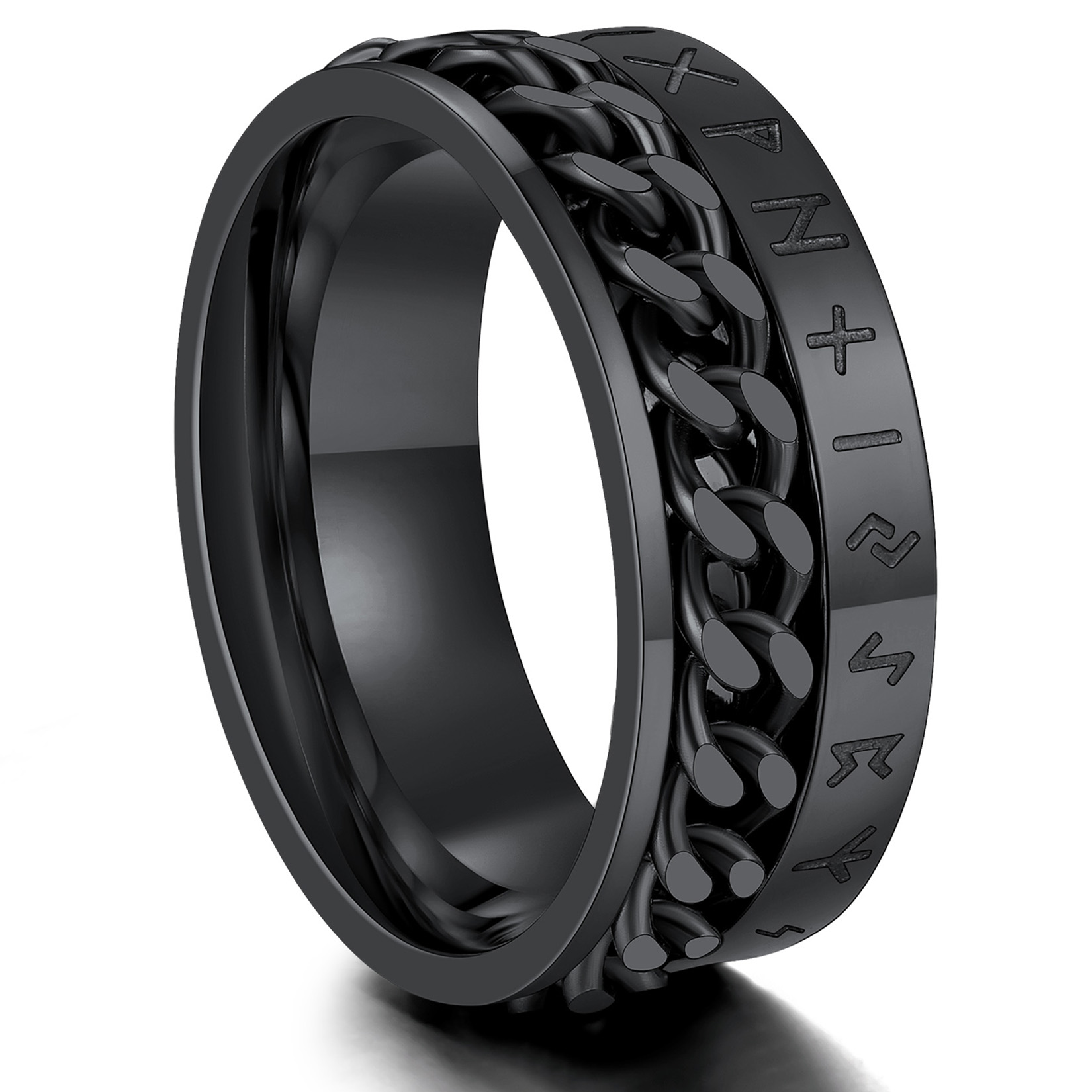 Jstyle 6Pcs Black Spinner Rings for Men Women Fidget Rings Cool Chain ...