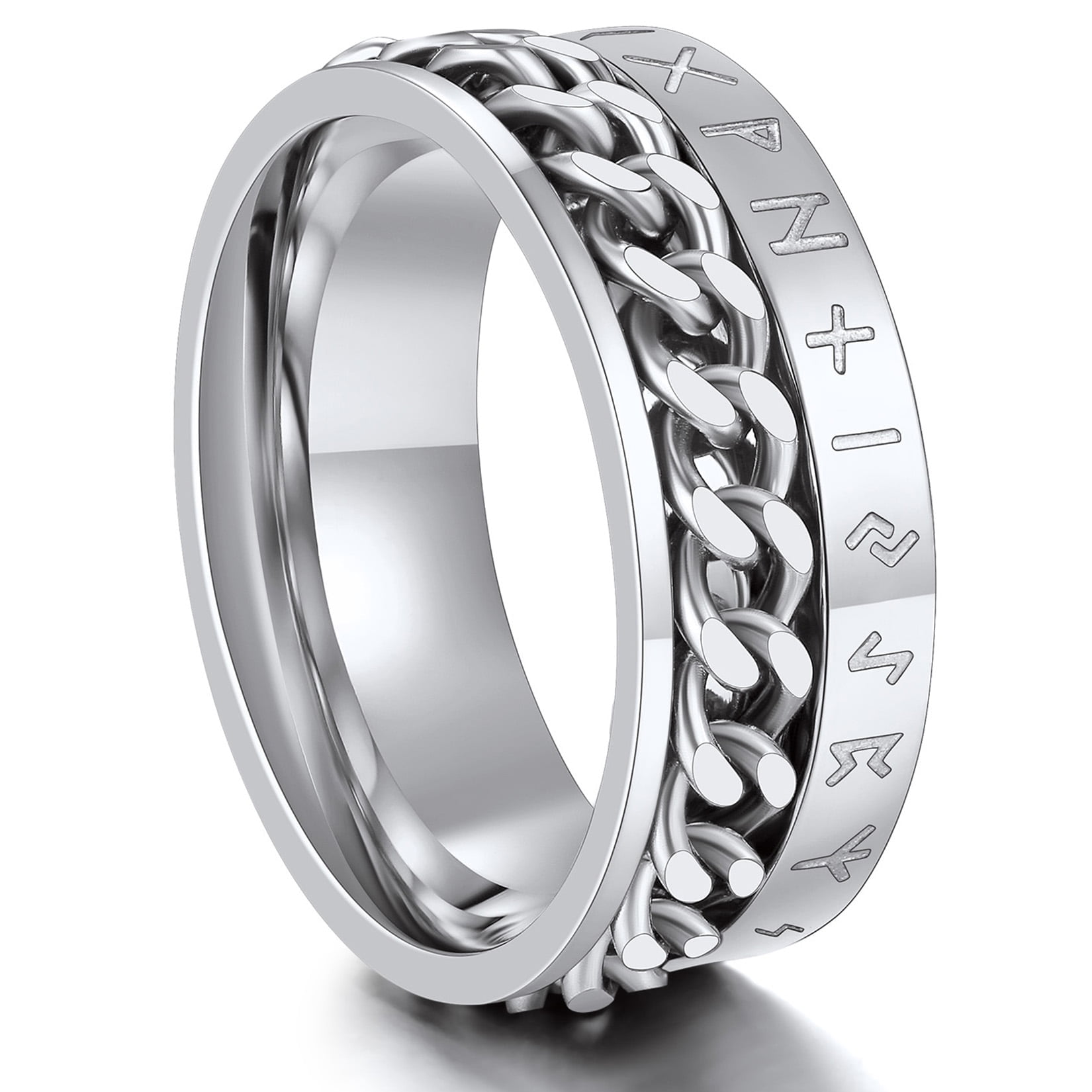 ChainsProMax Viking Rune Spinner Rings for Men/Women, Size #7-#14 Chain ...