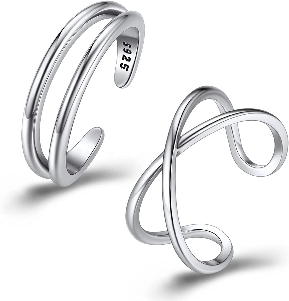 ChainsProMax Women's Sterling Silver Toe Rings, Adjustable Minimalist ...