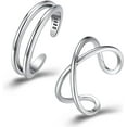 ChainsProMax Women's Sterling Silver Toe Rings, Adjustable Minimalist Boho Jewelry, 2-Piece Set ...
