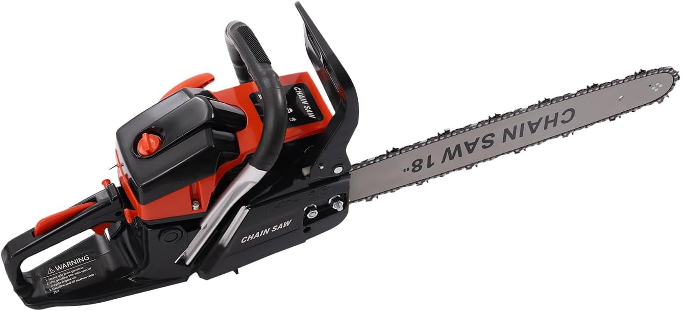 Chainsaw 18 inch Gas Powered, 58CC 4.4HP Handheld Cordless Gasoline ...
