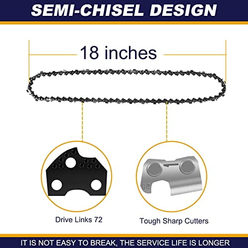 Chainsaw Chain 18-Inch .050" Gauge .325" Pitch 72 Drive Links, A Low ...