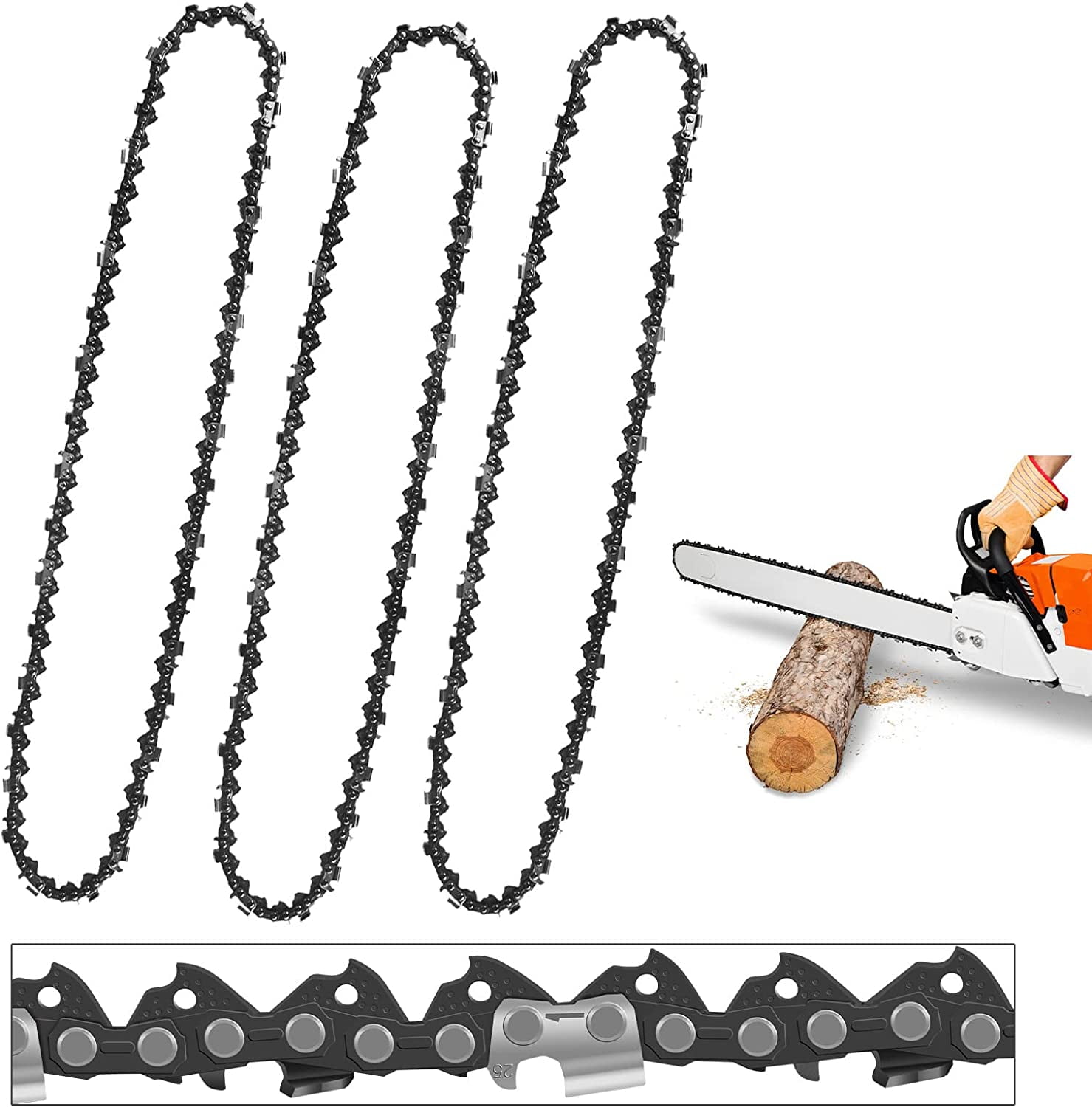 Chainsaw Chain 18-Inch .050" Gauge .325" Pitch 72 Drive Links, A Low ...