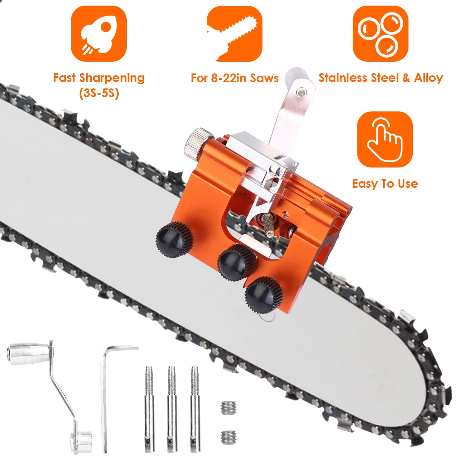Chainsaw Chain Sharpening Jig Hand Crank Chain Sharpener Tool for 8-22 ...