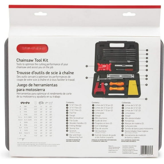 Chainsaw Chain Sharpening Kit with Hard Case - Contains Files, Handles ...