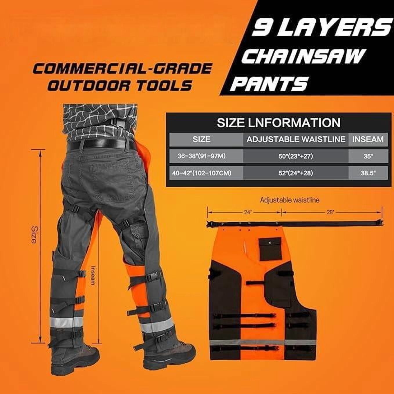 Chainsaw Chaps for Cutting and Logging, 9 Layers Lightweight, Chainsaw Pants Adjustable Belt, 36 ...