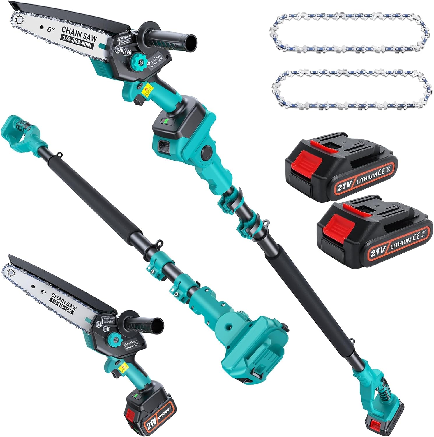 Chainsaw Cordless, 8 inch & 6 inch Electric Chain Saw with 2 Pack ...