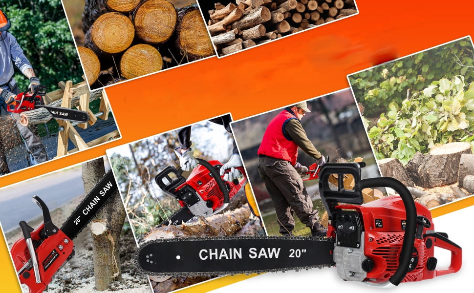 Chainsaw Happydeer 58CC Gas Chainsaw Handheld Cordless Logging Saw, 2 ...