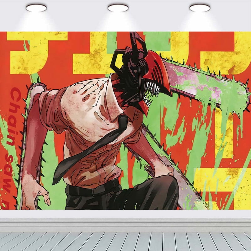 Chainsaw Man Birthday Banner Backdrop Background Taspestry Post Wall ...