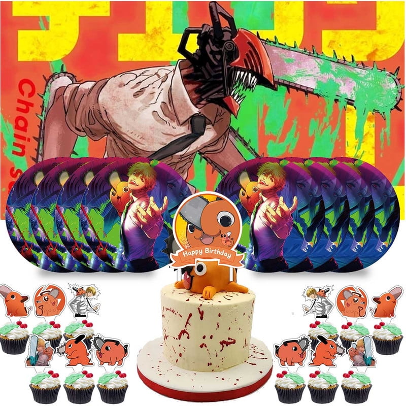 Chainsaw Man Birthday Cups Party Supplies Decor Backdrop Paper Plates ...