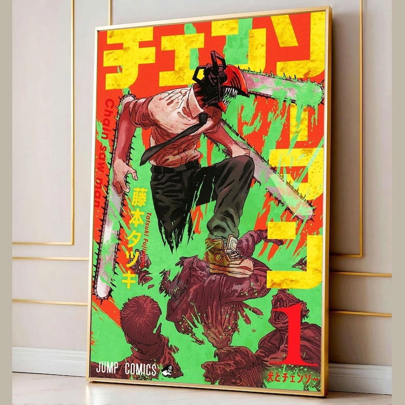 Chainsaw Man Inspired Japanese Anime Poster, Bold Action Manga Wall Art ...